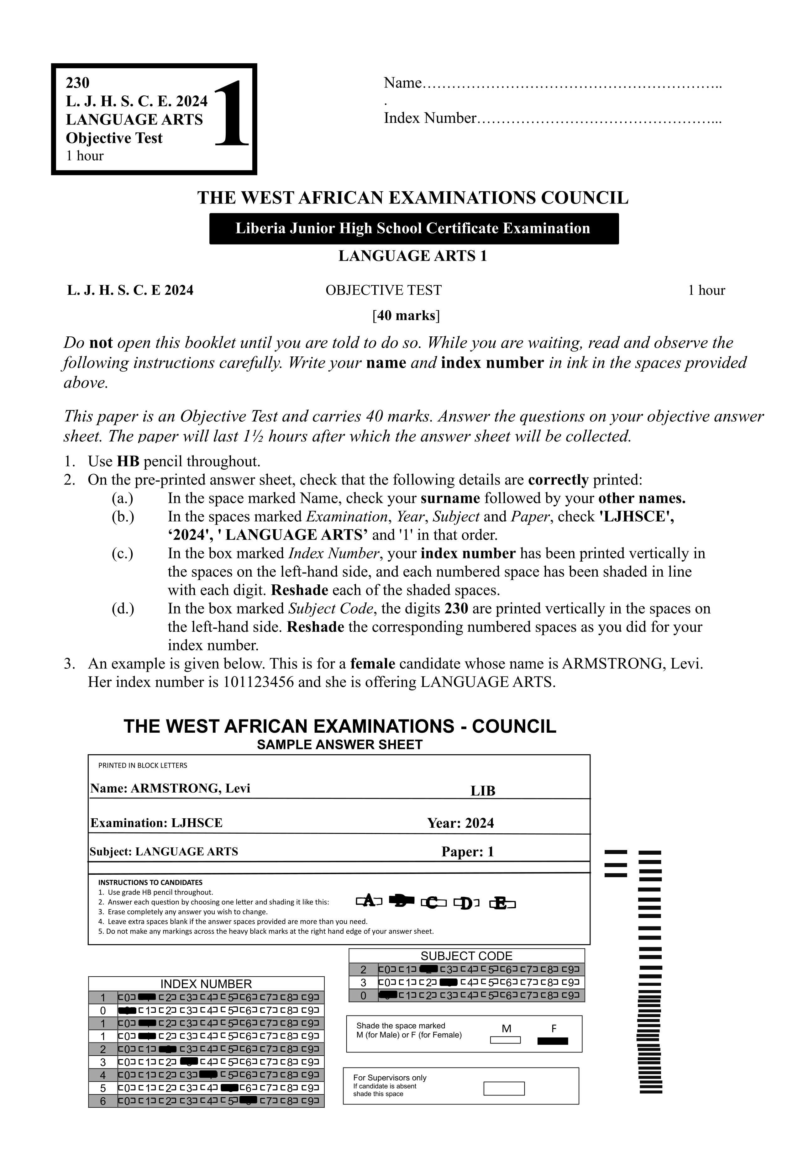 2024 Language Arts Objective